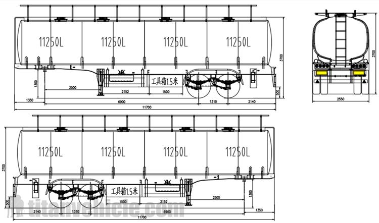 45CBM Oil Tanker Trailer with Bogie Suspension for Sale In Philippines