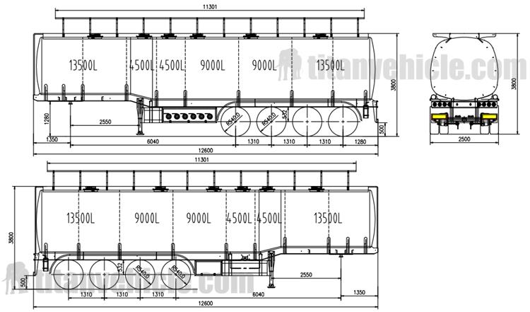 4 Axle 54000 Liters Oil Tanker Trailer with 6 Compartments for Sale In ...