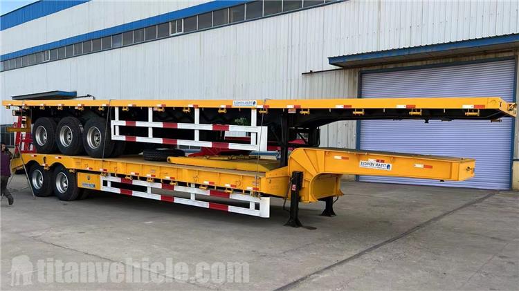 Tri Axle Flatbed Semi Trailer 2 Axle Lowbed Trailer for Sale In Indonesia