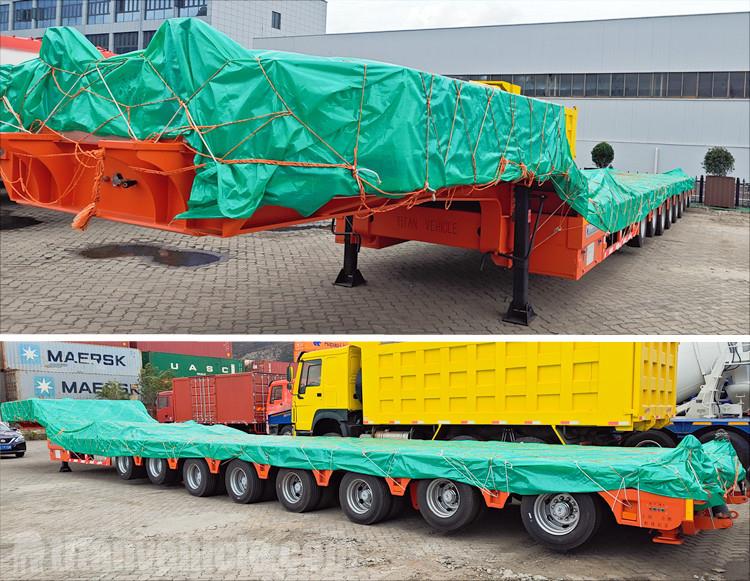 8 Axle Extendable Lowbed Trailer with Folding Ramp for Sale in Ghana