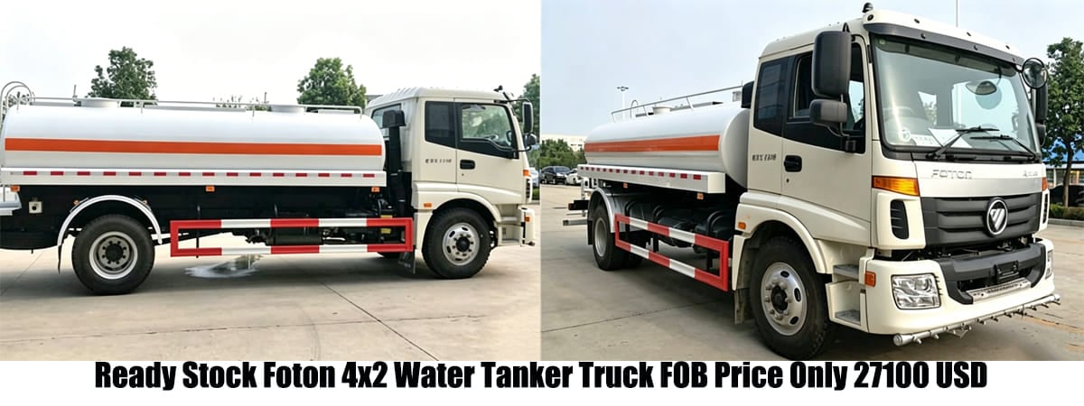 Ready Stock Foton 4x2 Water Tanker Truck FOB Price Only 27100 USD