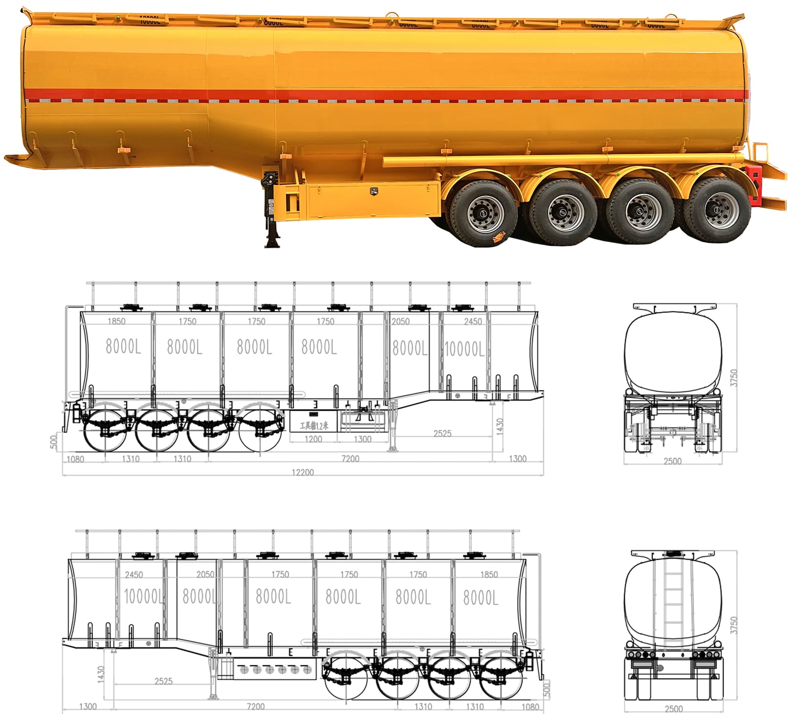 Semi Trailer Fuel Tanker Trailer for Sale Dimensions - Semi Tanker Trailer