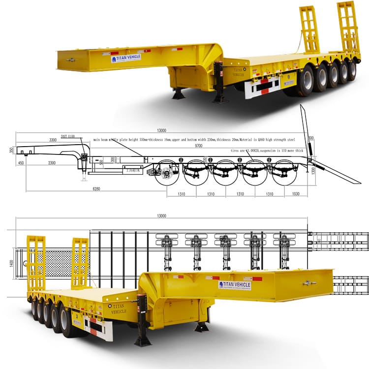 5 Axle Semi Low Loader Trailer for Sale | Low Loader Truck Trailer Price