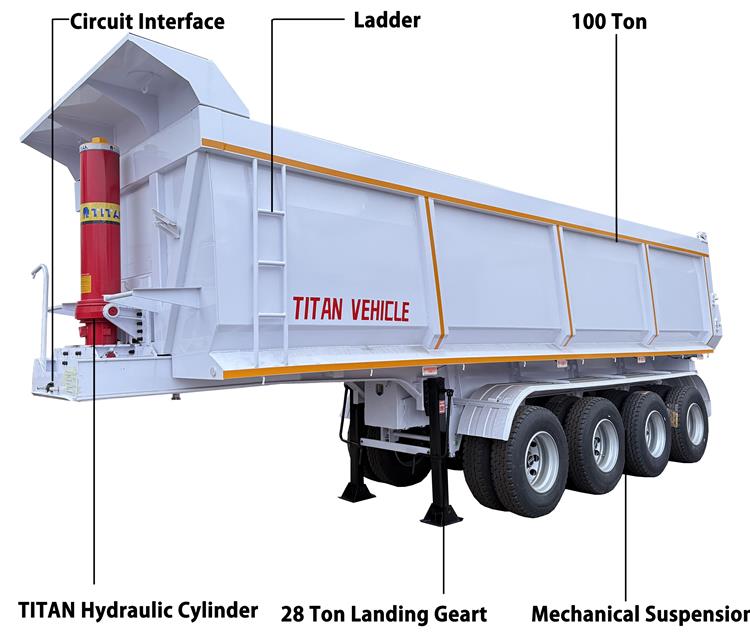 4 Axle 100 Ton Tipper Semi Trailer for Sale Mexico