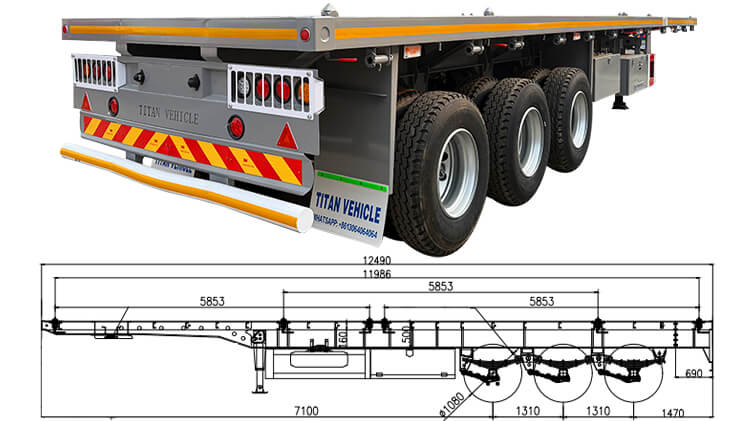 40 Foot 3 Axle Container Flatbed Tractor Truck Trailer for Sale in Zimbabwe