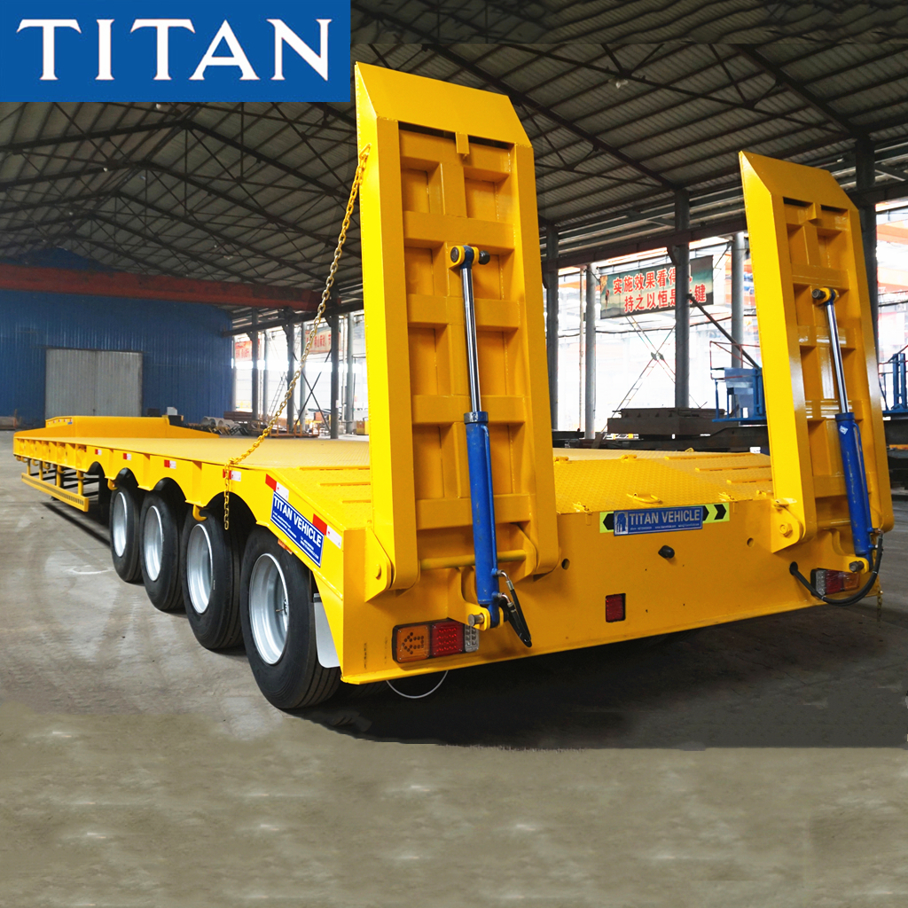 4 axle semi low loader truck trailer for sale by professional supplier ...