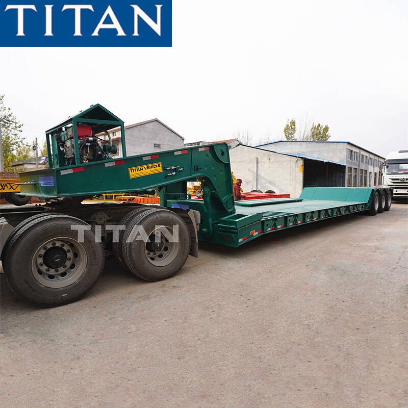 3 axles 80 ton hydraulic detachable gooseneck lowbed lowboy trailer